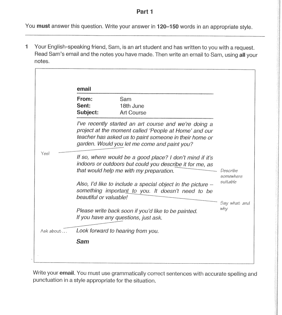 Your Writing Task FCE Part 1 Email Ben Teaches English