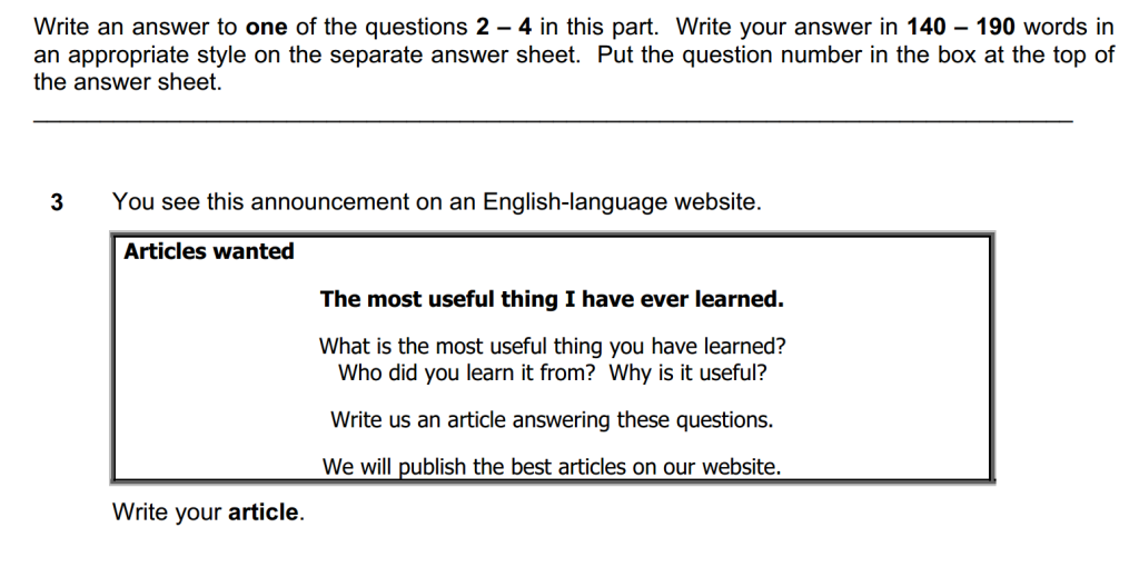 Your writing task: FCE part 2 Article | Ben Teaches English
