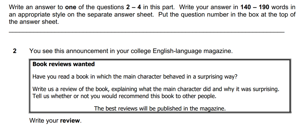 Your writing task: FCE part 2 Review | Ben Teaches English